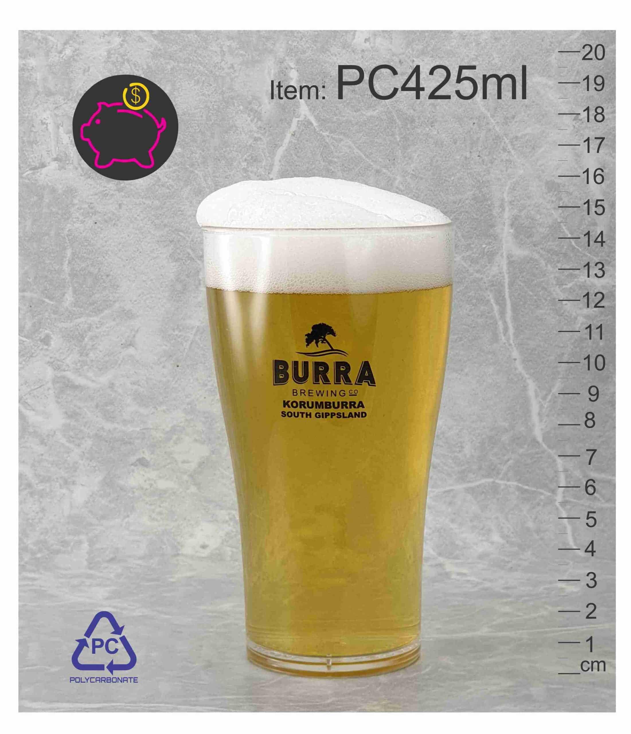 Plastic Beer Schooner PC425ml | Personalised Glasses
