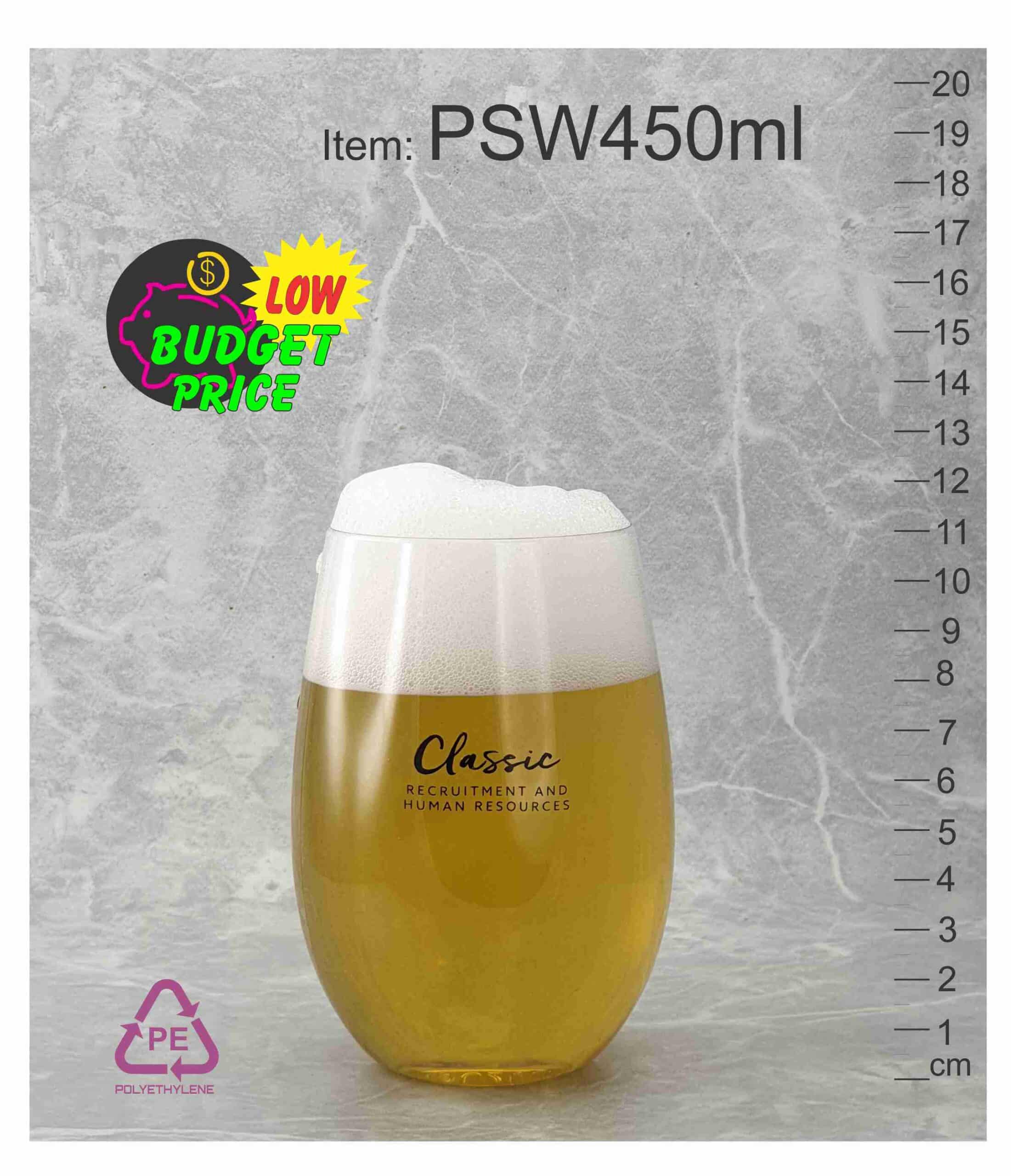 Plastic Beer Schooner PS425ml - Personalised Glasses
