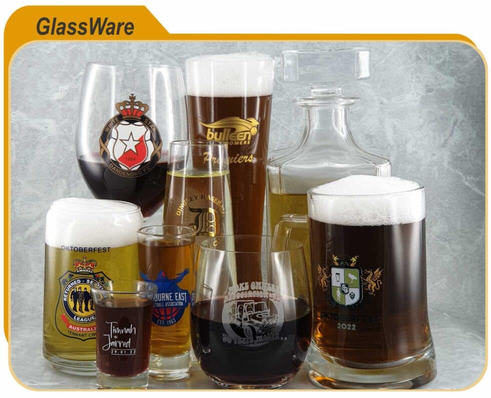 Engraved or Printed Personalised Glasses Glassware Australia